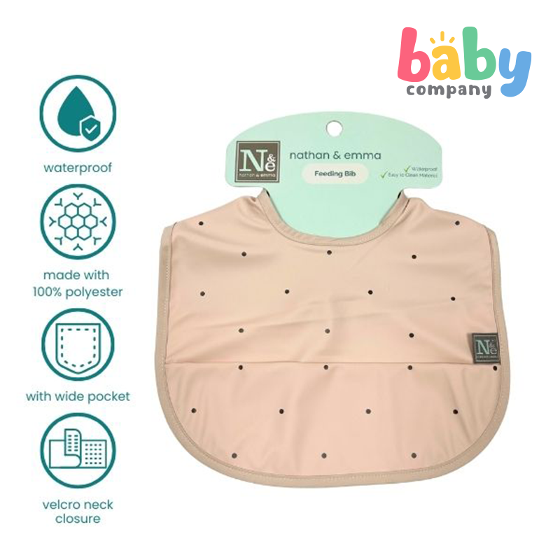 Nathan & Emma Sleeveless Feeding Bib - Pink with Dots – Baby Company