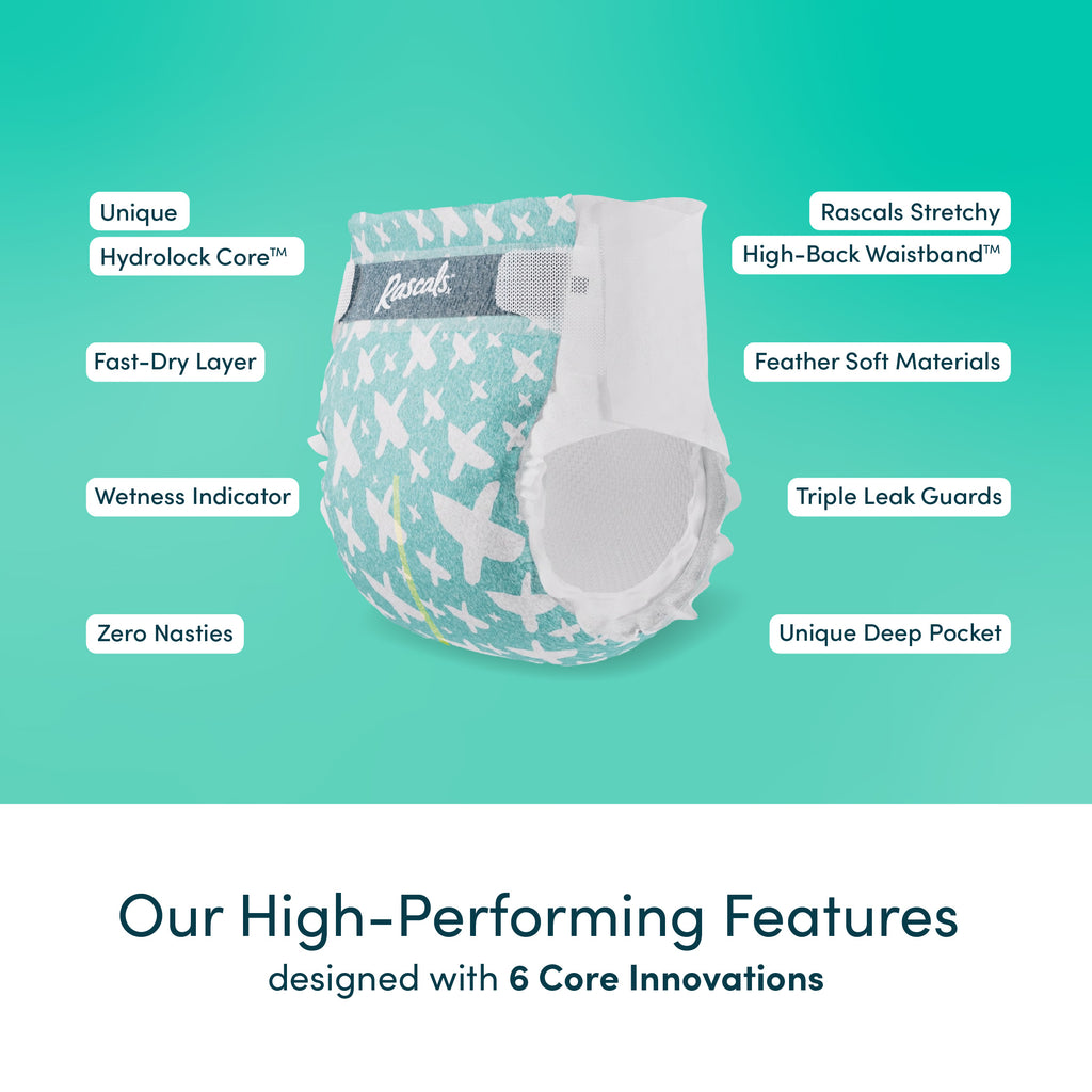 Rascals Tape Diaper Convenience Pack - Newborn, 28 Pads