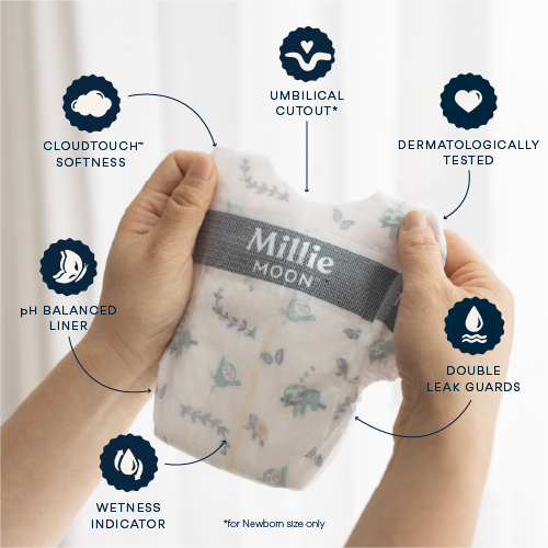 Millie Moon Luxury Tape Diaper 108s - Newborn – Baby Company