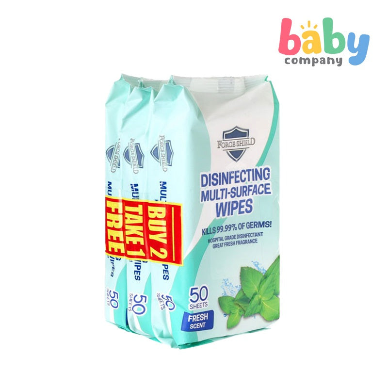 (Buy 2, Get 1) Force Shield Disinfecting Multi-Surface Wipes Fresh Min